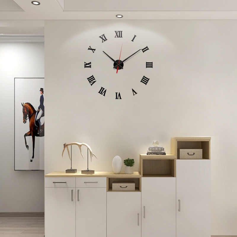 3D Creative DIY Wall Clock Acrylic Mirror Wall Clock Stickers Fashion ...