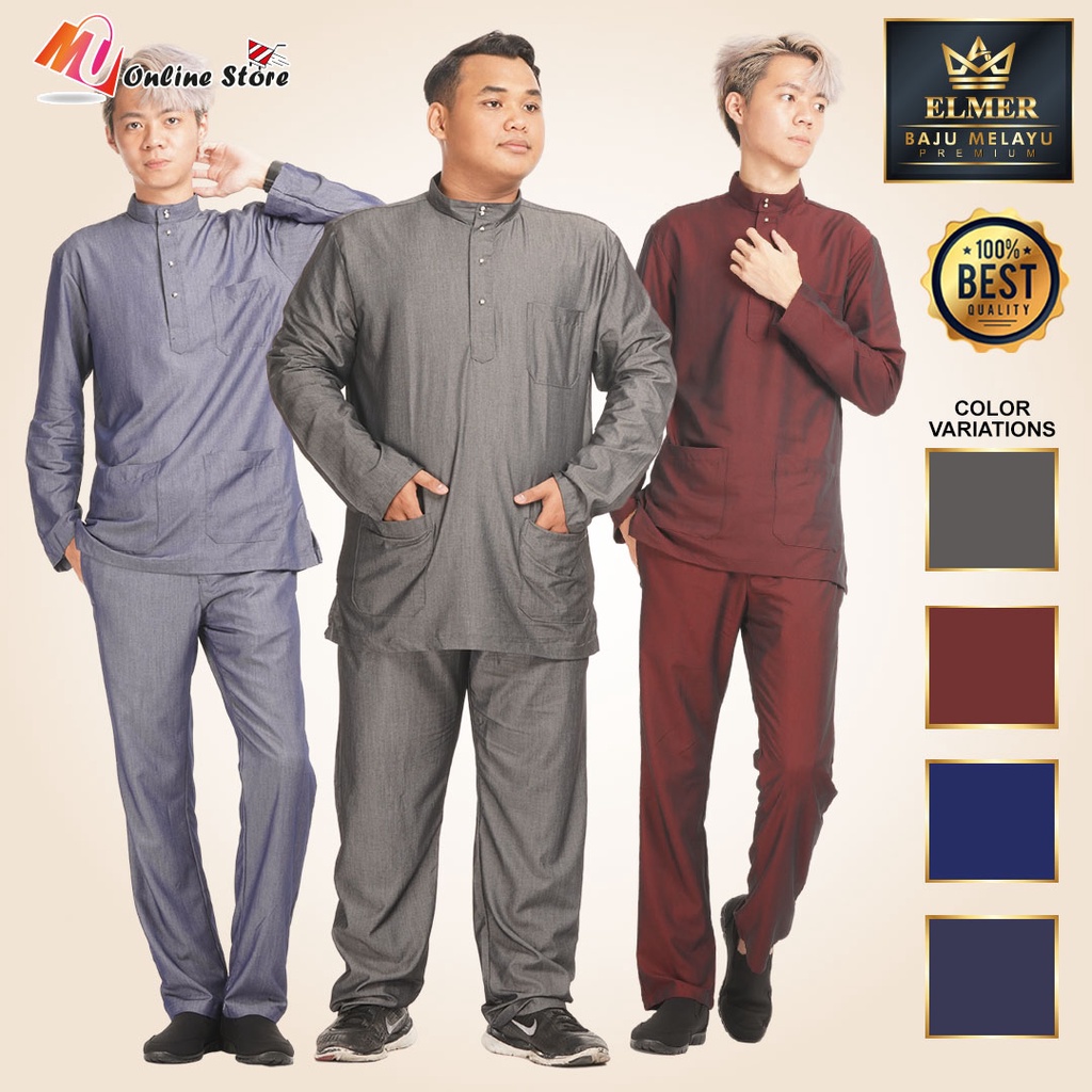MU SET BAJU MELAYU MODERN SLIM FIT DEWASA / BAJU MELAYU SEPASANG / BAJU ...