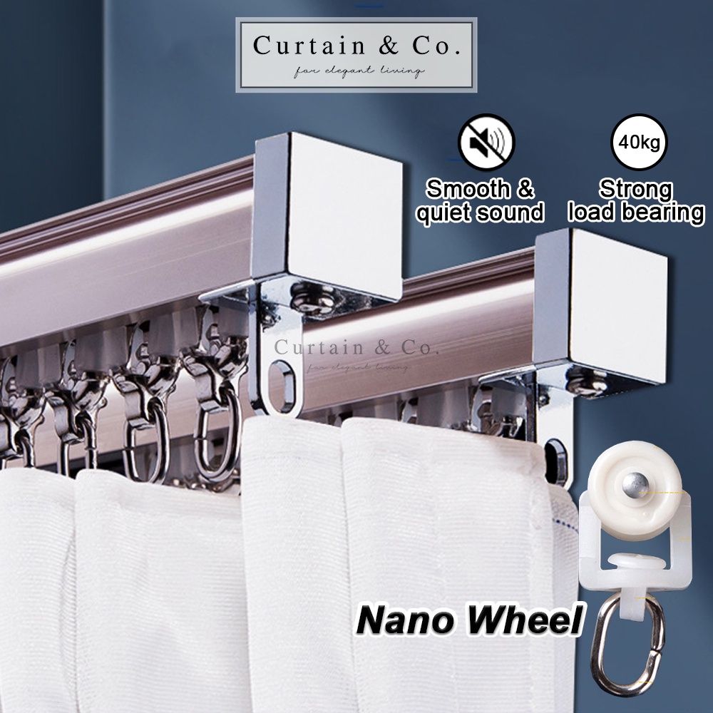 [Full Set - Double Rail] Curtain & Co. Aluminium Sliding Door Window ...