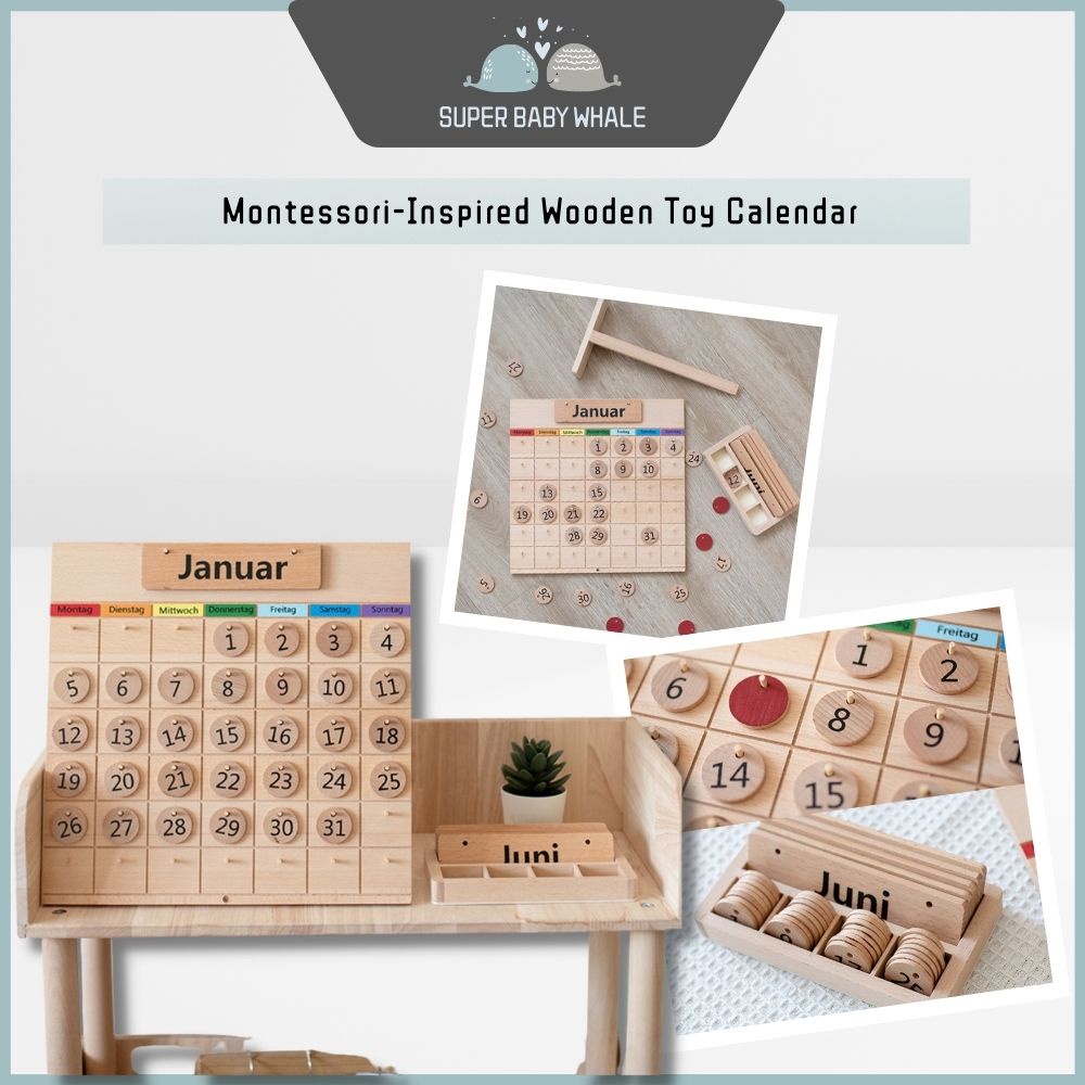 Montessori-Inspired Wooden Toy Calendar for Children's Pretend Play ...