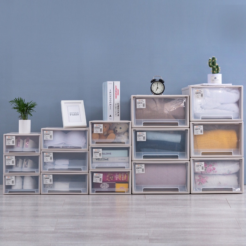 Stackable Clothes Storage Box with Drawer Type Plastic Container Home ...