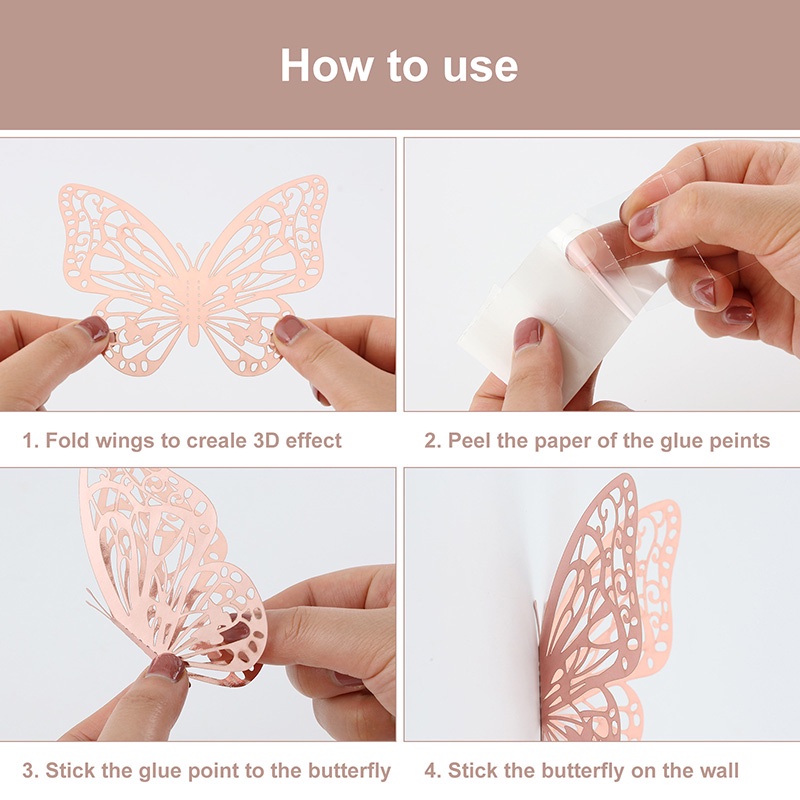 12pcs/set 3D Hollow Butterfly Wall Stickers Party Wedding Decoration ...