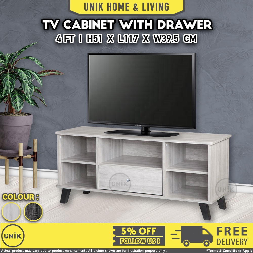 [UNIK] Suria 1.17m TV Cabinet Console with Drawers | Almari Kabinet Rak ...