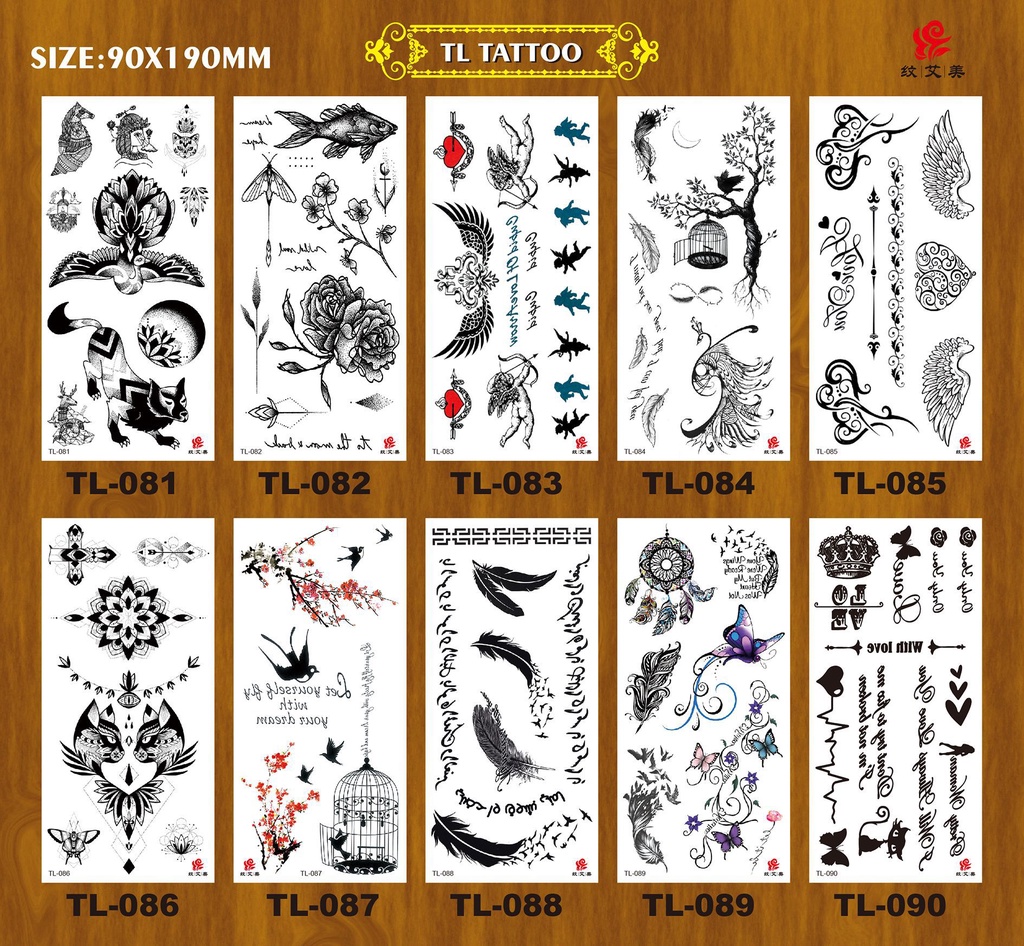 3D Temporary Tatoo Stickers Rose Flower Butterfly Text Pattern ...