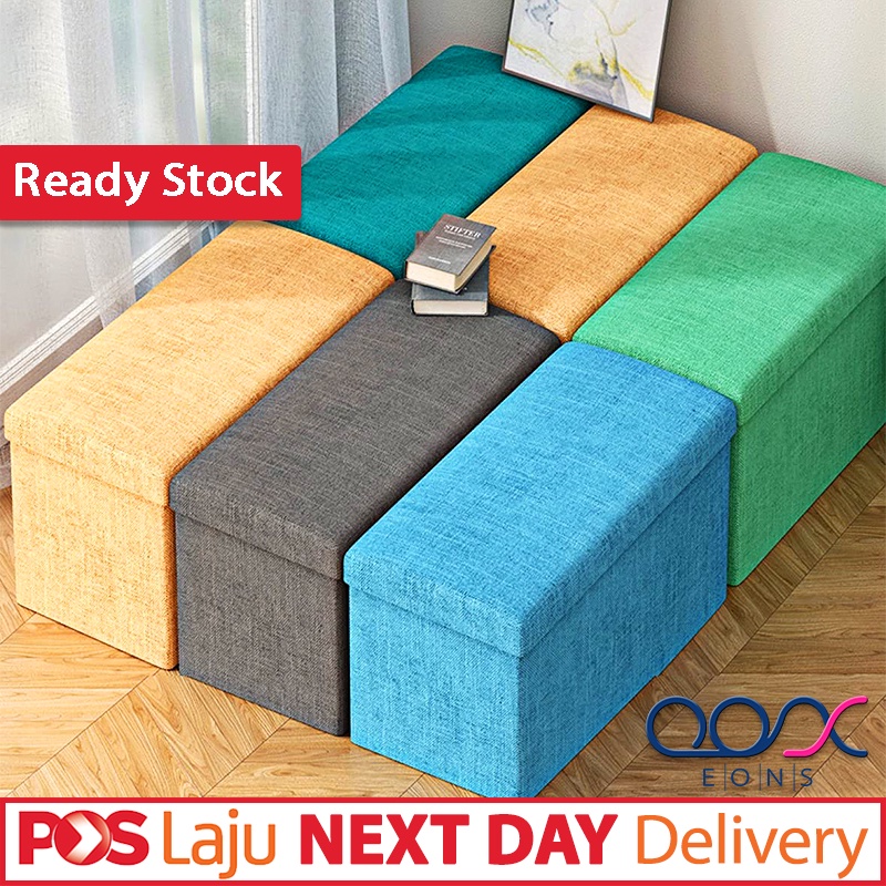 UTILIZE SPACE 💖 XL Size 76 x 38 x 38cm Collapsible Storage Stool Box ...