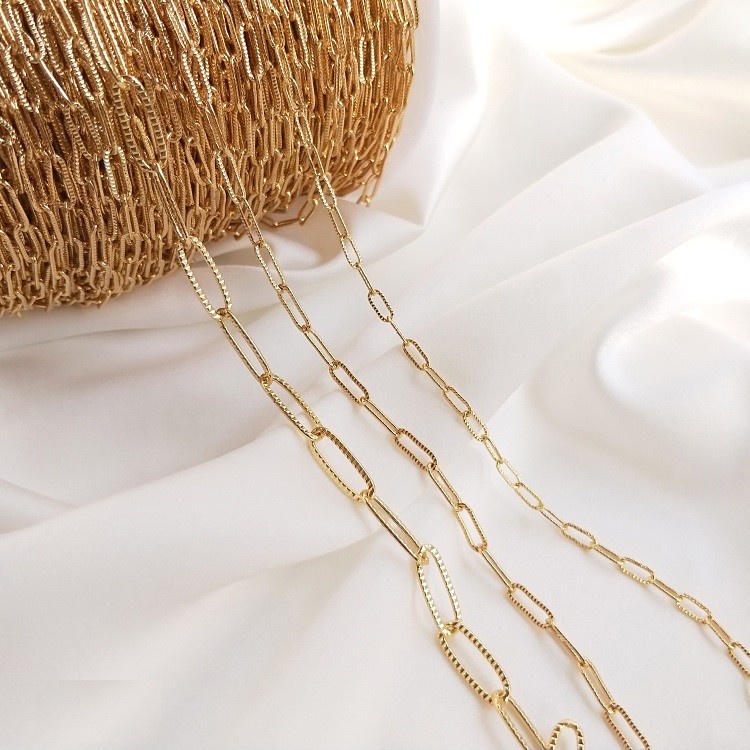 CRAFTYCAT, 14K Gold Chain 50cm, Paperclip Cable Tarnish Resistance DIY ...