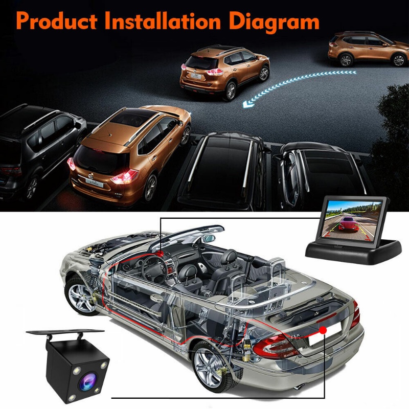 Evean Foldable Car Monitor 4.3" Screen For Rear View Reverse Camera TFT ...