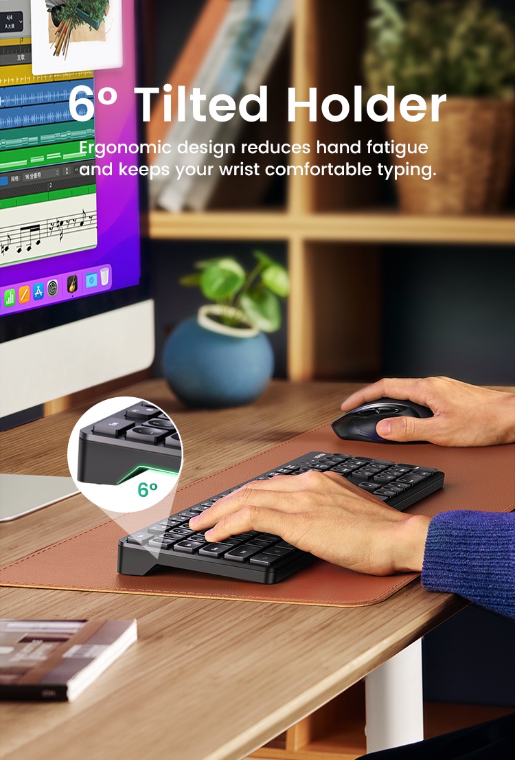 UGREEN 2.4G Wireless Keyboard 104 Keys Concave Keycaps for Laptop PC ...