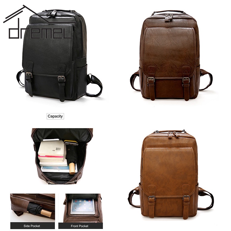 DREMEL Backpack Waterproof PU Leather Travel Bag Man Big Capacity Male ...