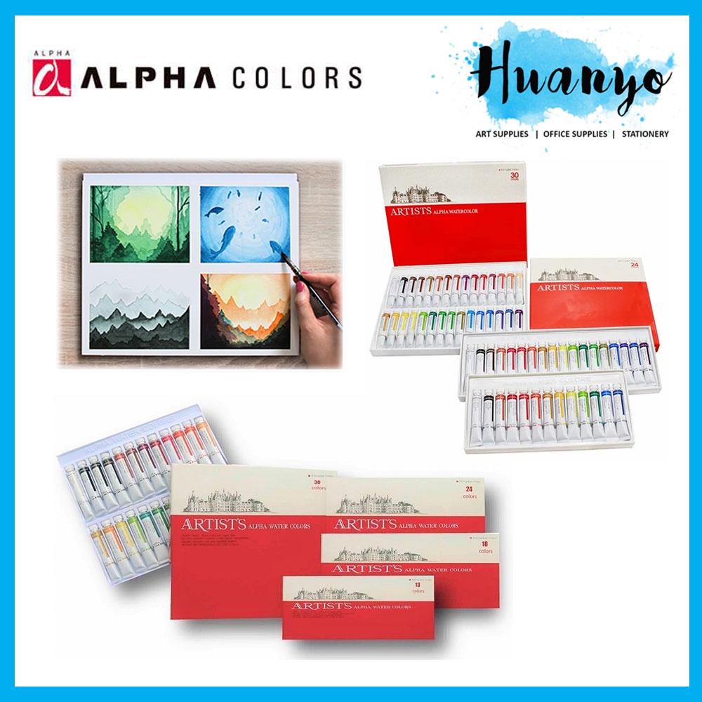 Alpha Artists' Water Colour 13 / 18 / 24 / 30 Colors Set For Artist ...