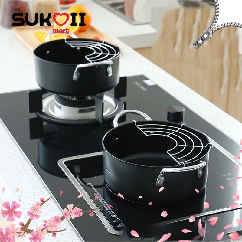 SKOI Tempura Frying Pot Convenient Frying Pots with Oil Filter Rack ...