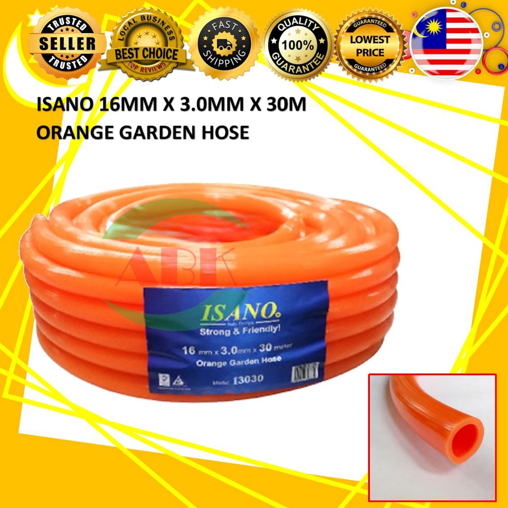 "ISANO" ORANGE GARDEN HOSE PAIP GETAH RUMAH ( 16MM X 3.0MM) | Shopee ...