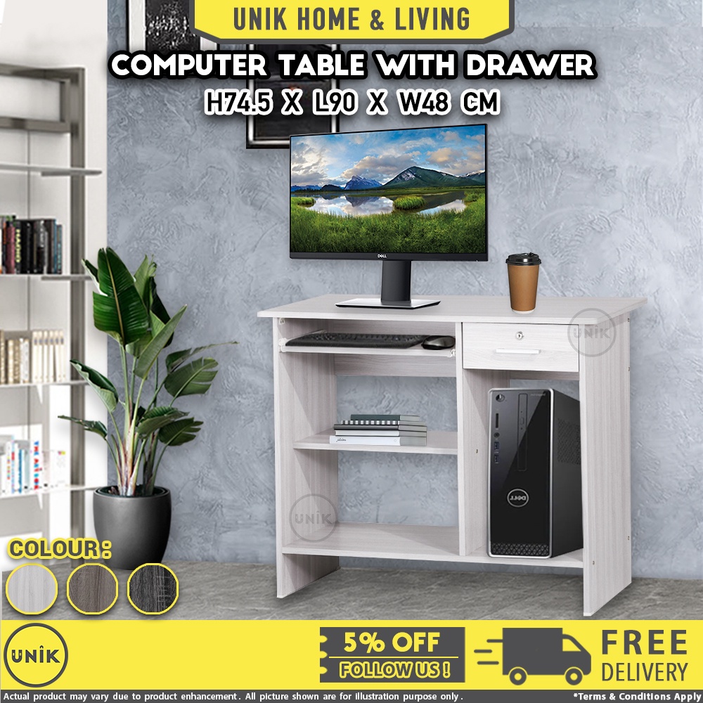 [UNIK] Suria 3ft Computer Table Desk Workstation with Drawer & Keyboard ...