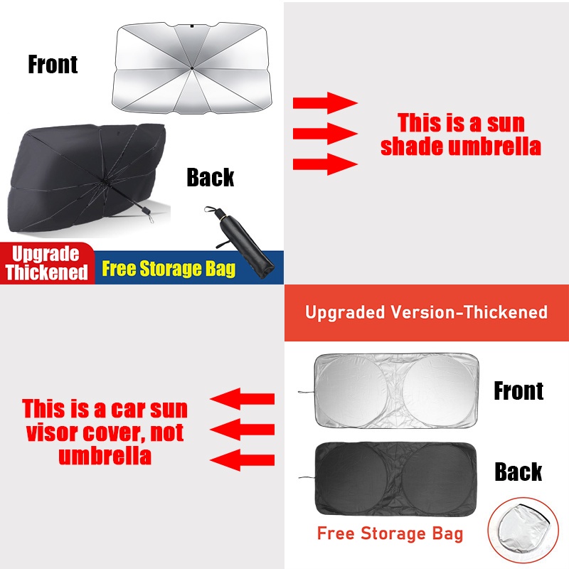 [Upgrade Opaque] Car Sun Shade Umbrella Foldable Car Parasol Windshield ...