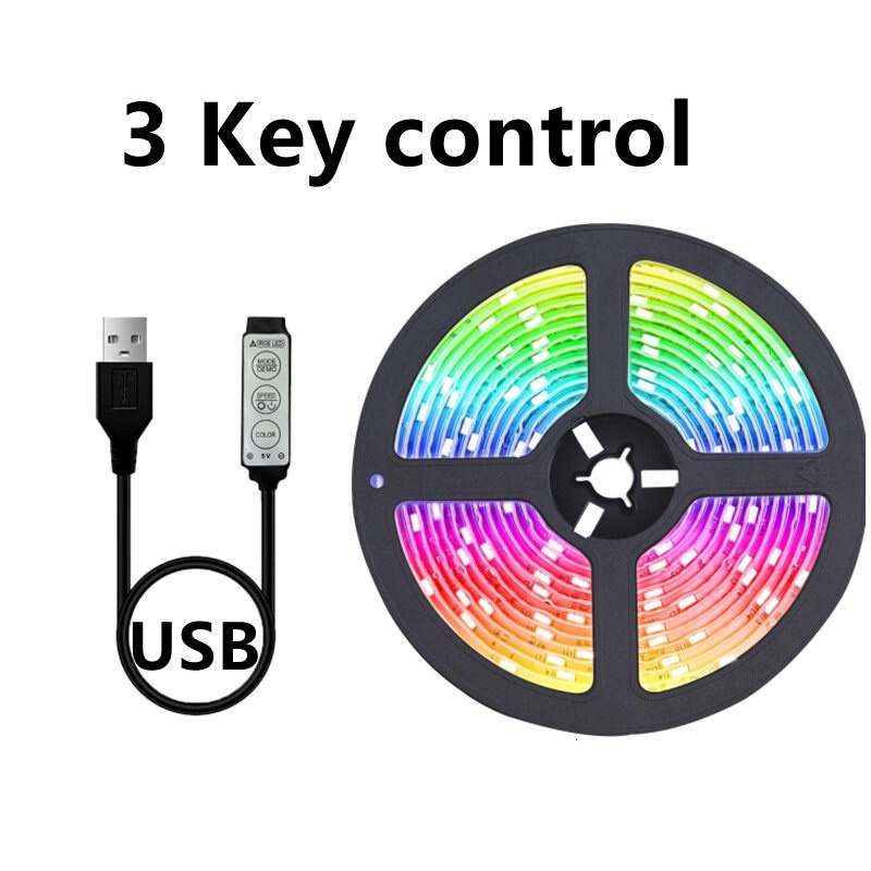 【On Sale】DC 5V USB LED Strip Light + 3 Key Controller 5050 RGB Light Led light Strip 50CM 1M 2M ...