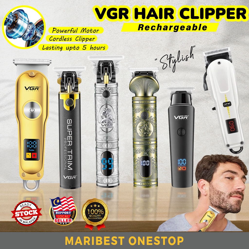 VGR Hair Clipper Rechargeable Cordless Electric Wireless Facial Hair ...