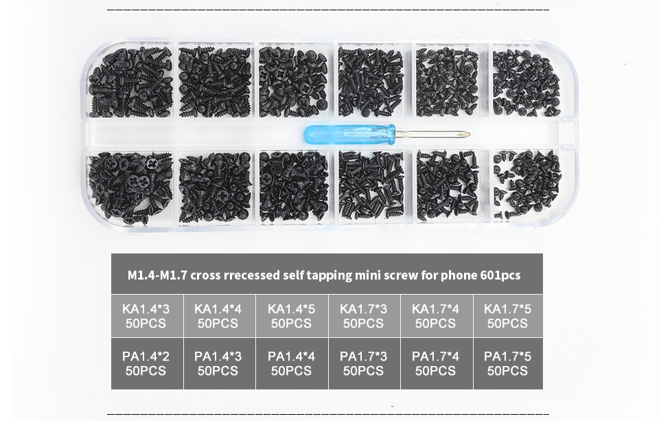 NINDEJIN Phillips Micro Screw Kit M1 M1.2 M1.4 M1.7 M2 Carbon Steel ...