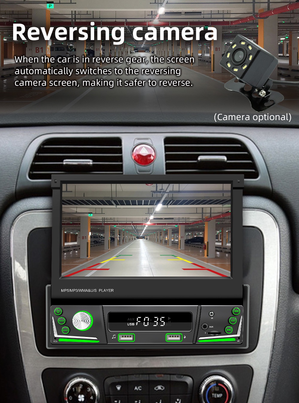 Car MP5 player 7 inch single spindle telescopic screen intelligent ...