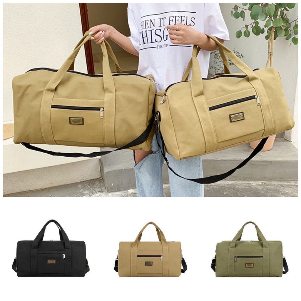 Ready Stock Size L&XL Canvas Travel Bag Duffle Large Capacity Travel ...