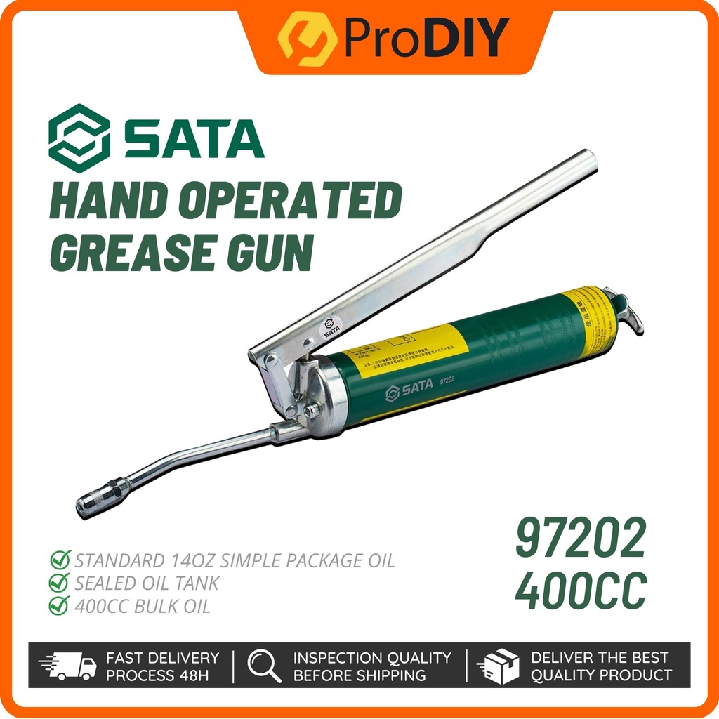 SATA 97202 Hand Operated Grease Gun 400CC / Grease Pump Sealed Oil Tank ...