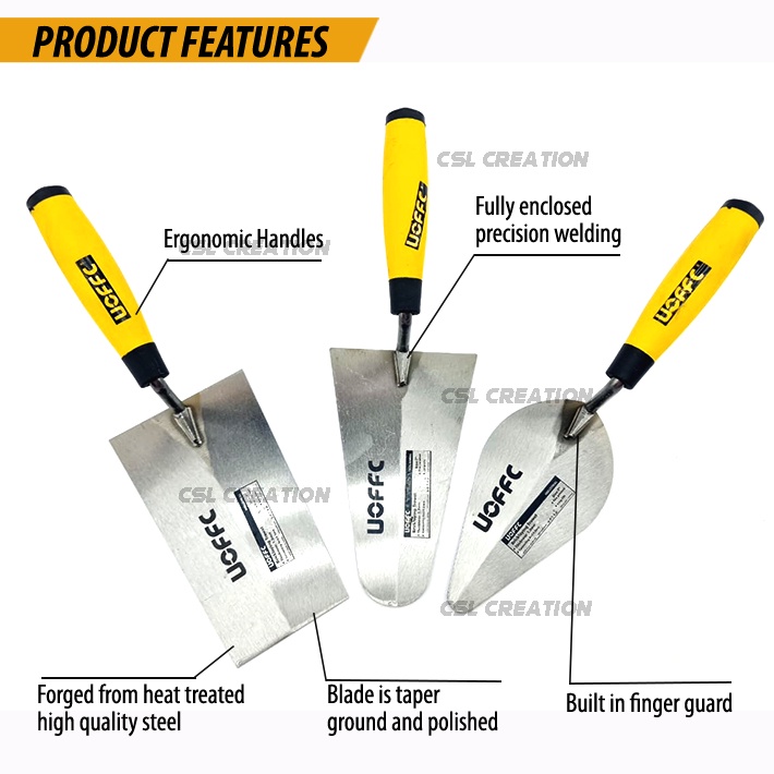 UOFFC 7 inch Bricklaying Trowel Plastic Handle 1.2mm Thickness Sudu ...