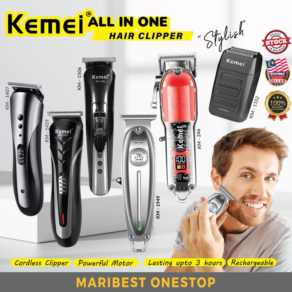 KEMEI All in 1 Hair Clipper Trimmer Rechargeable Cordless Electric Mens ...
