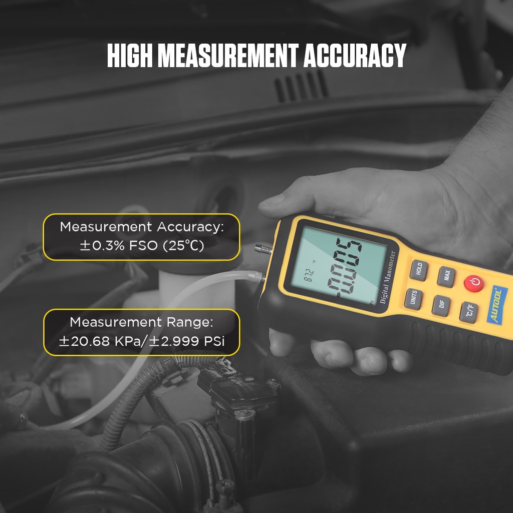 AUTOOL Digital Differential Manometer Hand-held Air Pressure Gauge ...