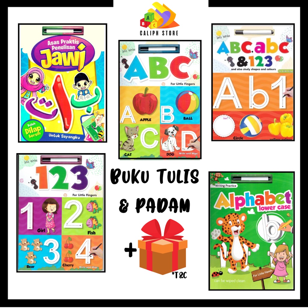FREE Marker | Lets Write ABC abc Number 123 JAWI | Hard Board Book ...