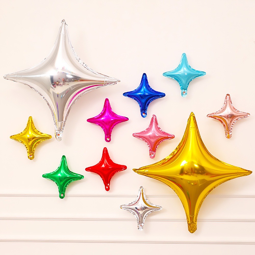 10/26/40 Inch Four Pointed Star Balloon Aluminum Twinkle Pentagram Moon ...