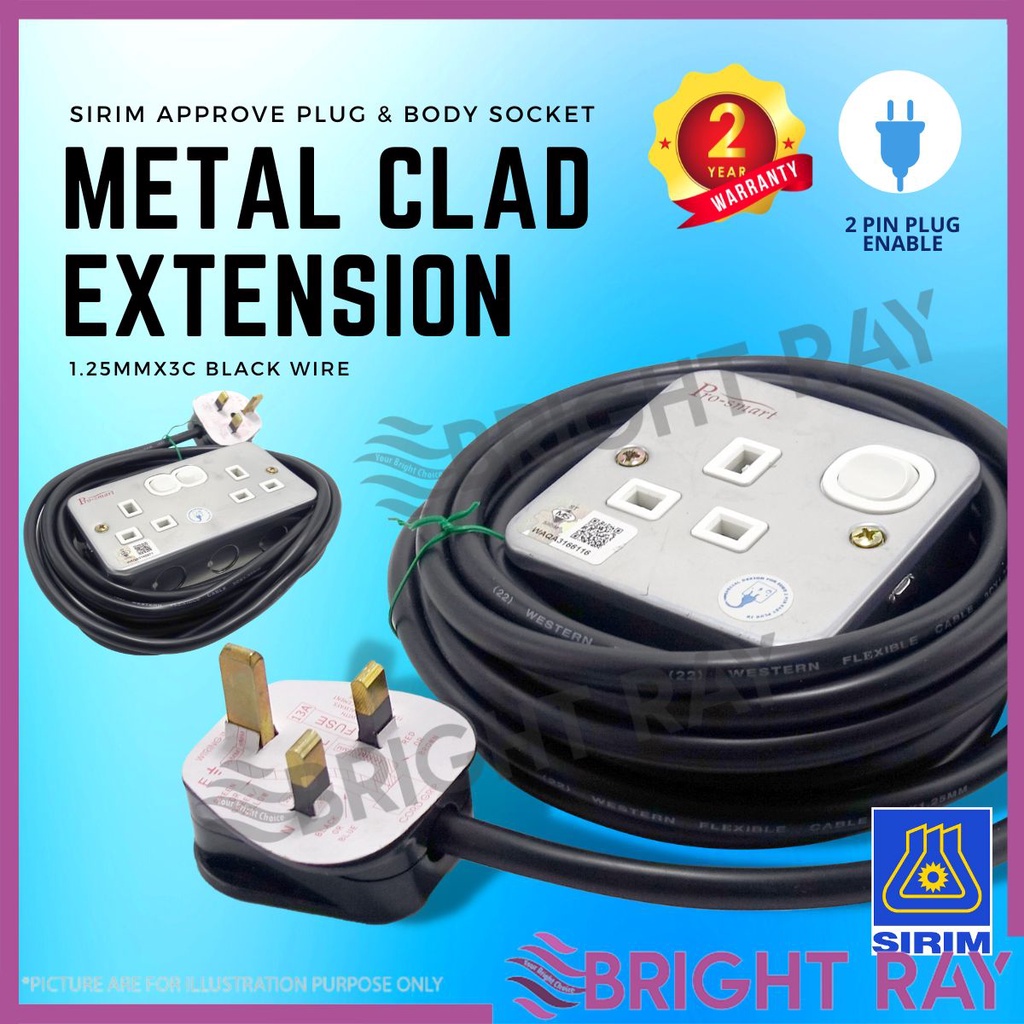 [SIRIM] 13AMP HEAVY DUTY Single / Double Metal Clad Trailing Extension ...
