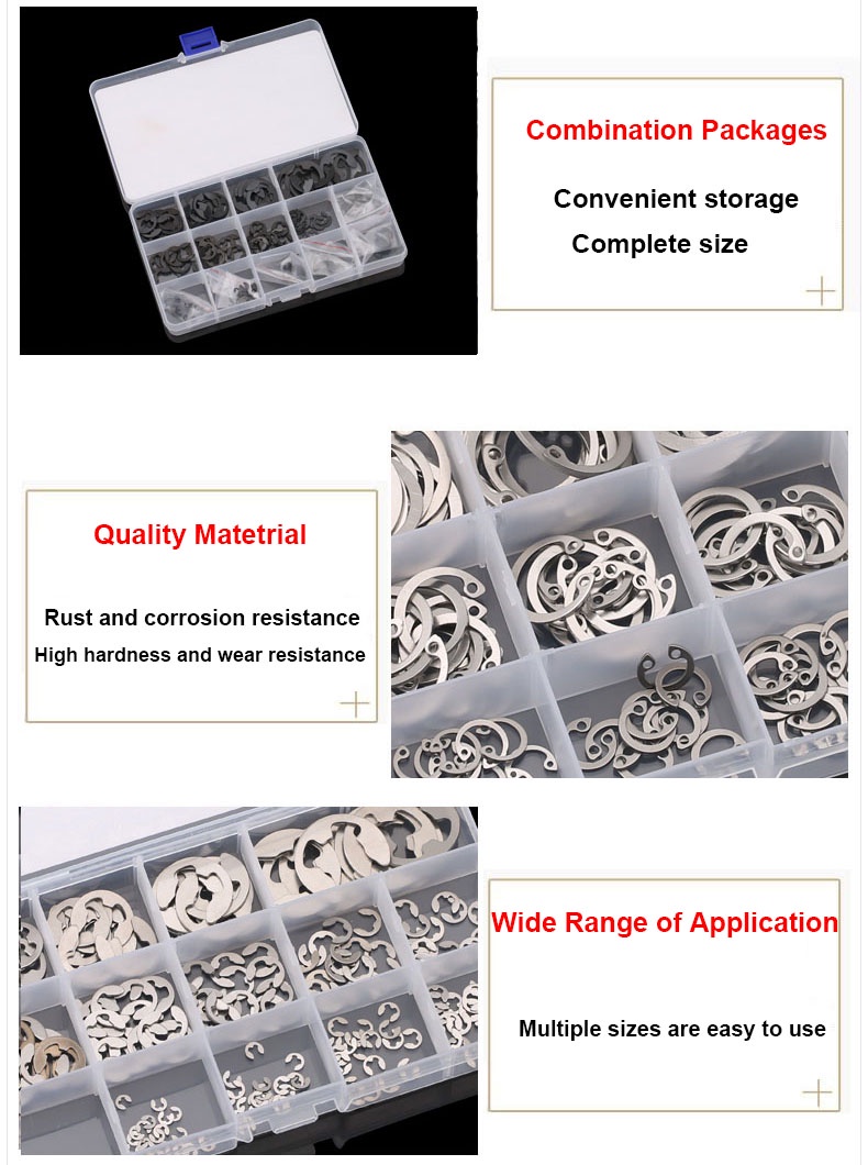 【WDY】Circlips for Holes / Circlips for Shafts / E Ring Combination Set ...