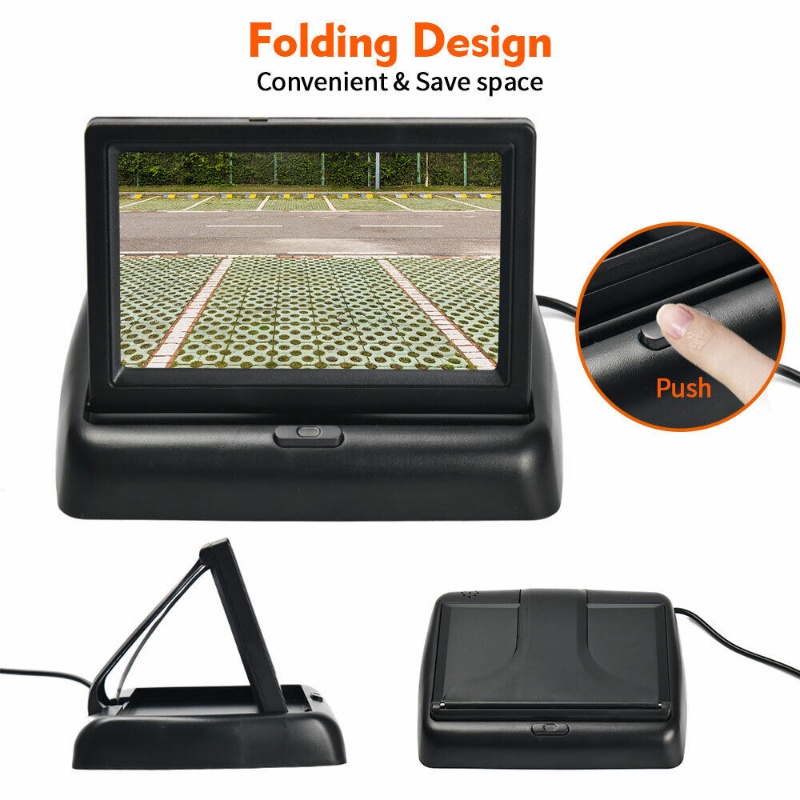 Evean Foldable Car Monitor 4.3" Screen For Rear View Reverse Camera TFT ...