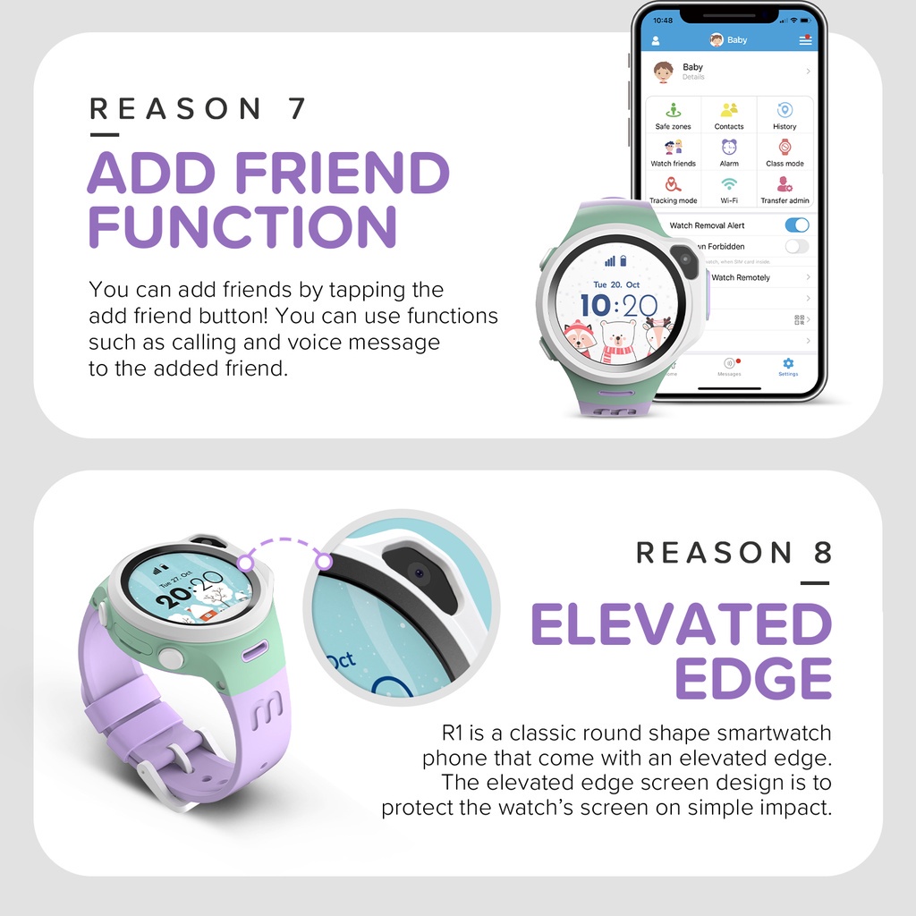 MyFirst Fone R1 - 4G Smart Watch Phone for Kids with GPS Tracking Voice Call Video Call Messages ...