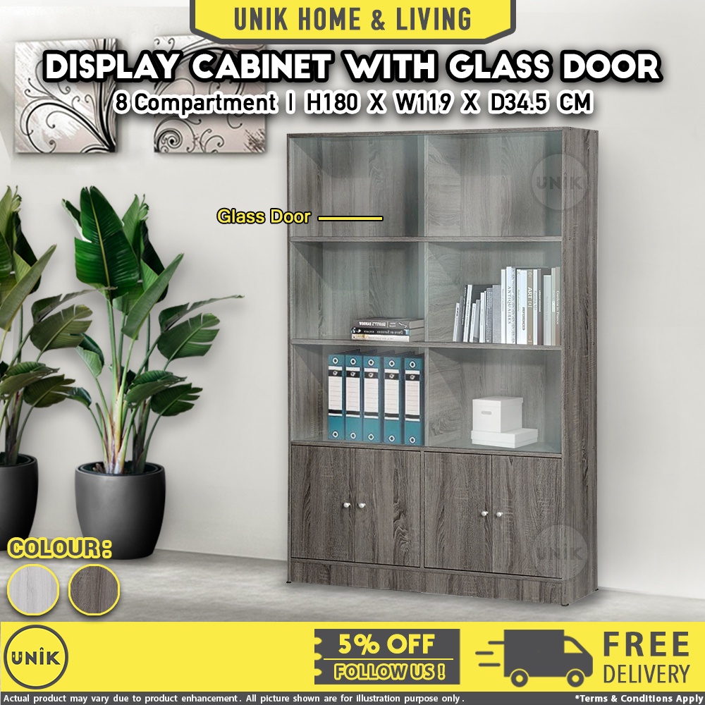 [UNIK] Suria 8 Compartments Bookshelf Display File Cabinet with Sliding ...