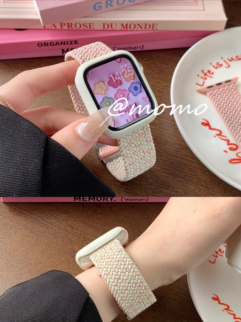 Stitching color Adjustable Nylon iWatch Strap For iWatch Series s9 S8 ...