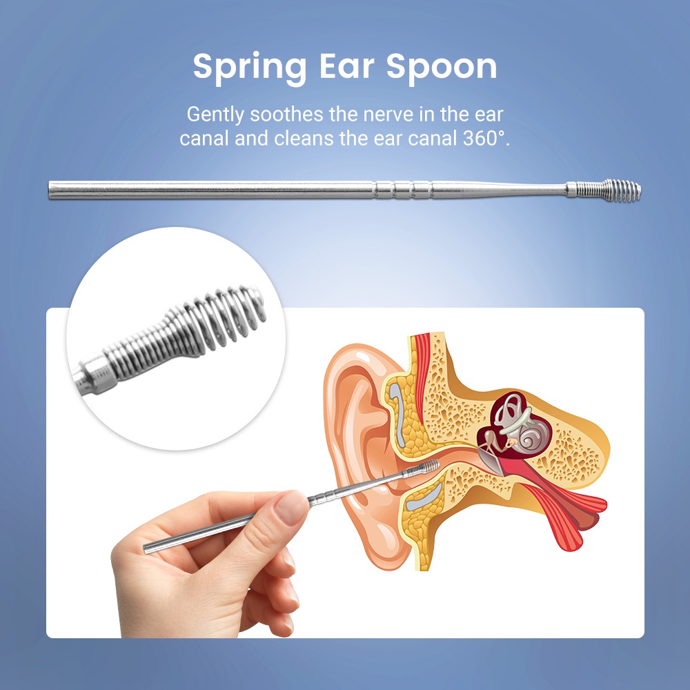 Salorie Stainless Steel Spiral Ear Pick Spoon Tool Ear Wax Remover ...