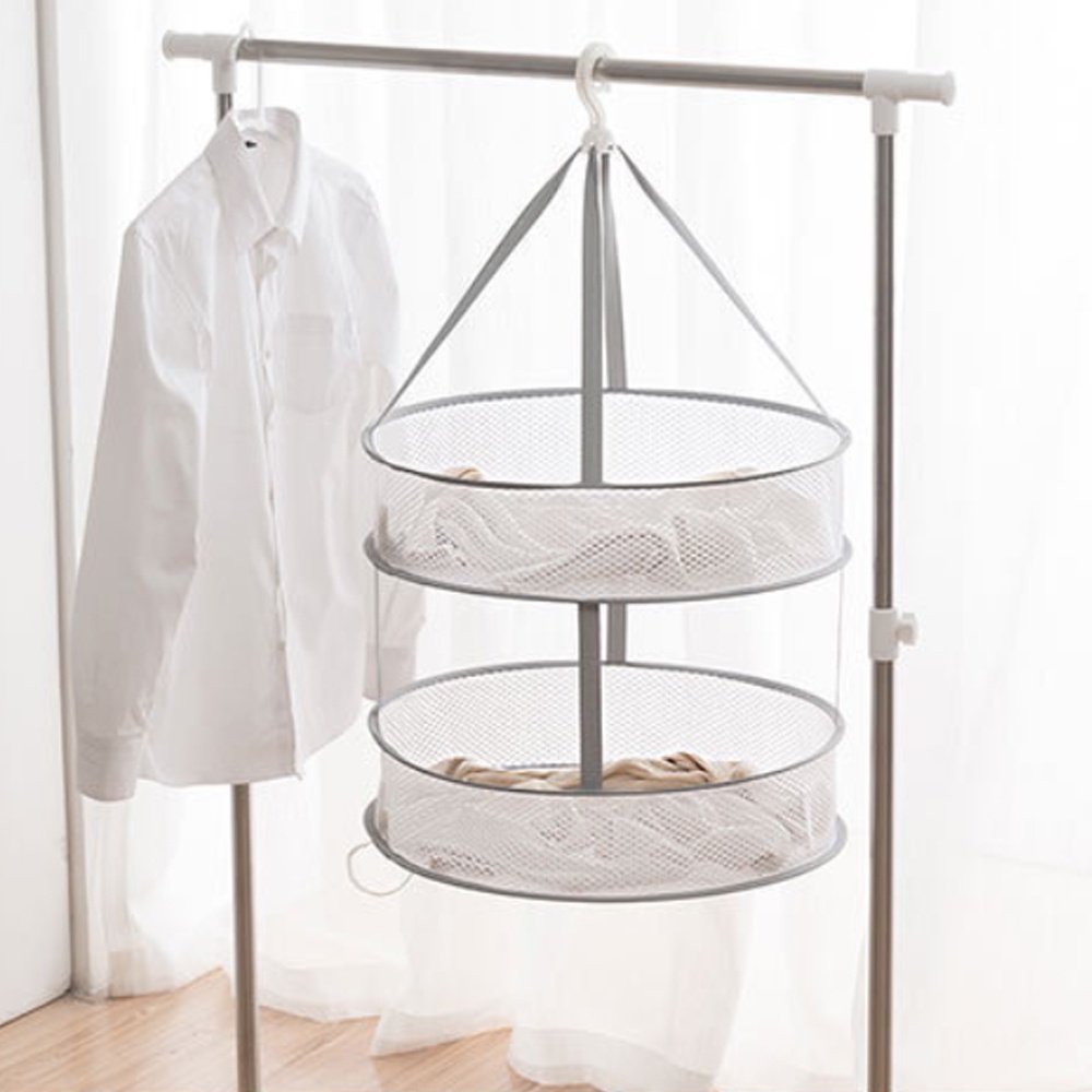 SIMPLYBEST Clothes Hanging Drying Net Laundry Rack Collapsible Foldable ...