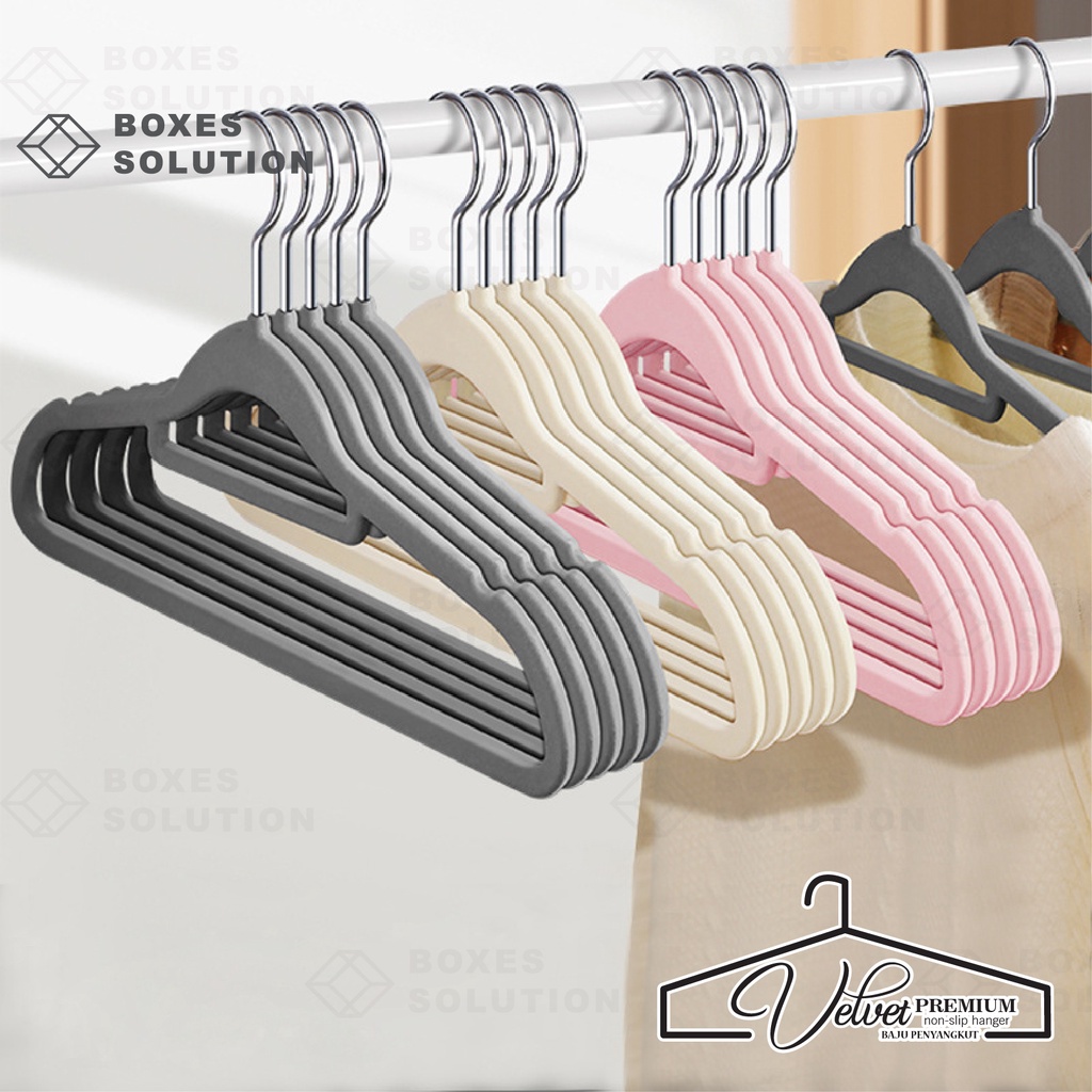 VBS READY STOCK #Premium Velvet Hanger 360° Rotate Flocking Fabric Non ...