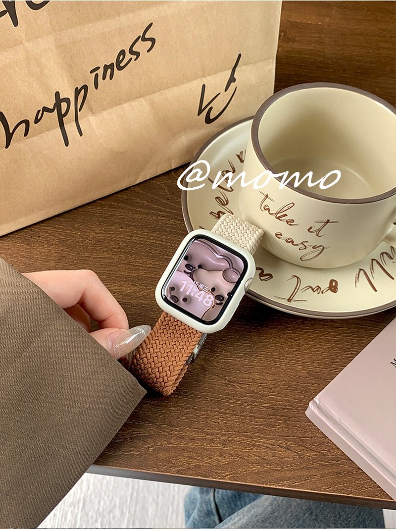 Stitching color Adjustable Nylon iWatch Strap For iWatch Series s9 S8 ...