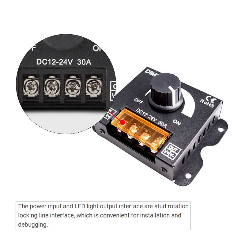30A Iron Case LED Single Color Dimmer Controller 12V 24V Monochrome ...