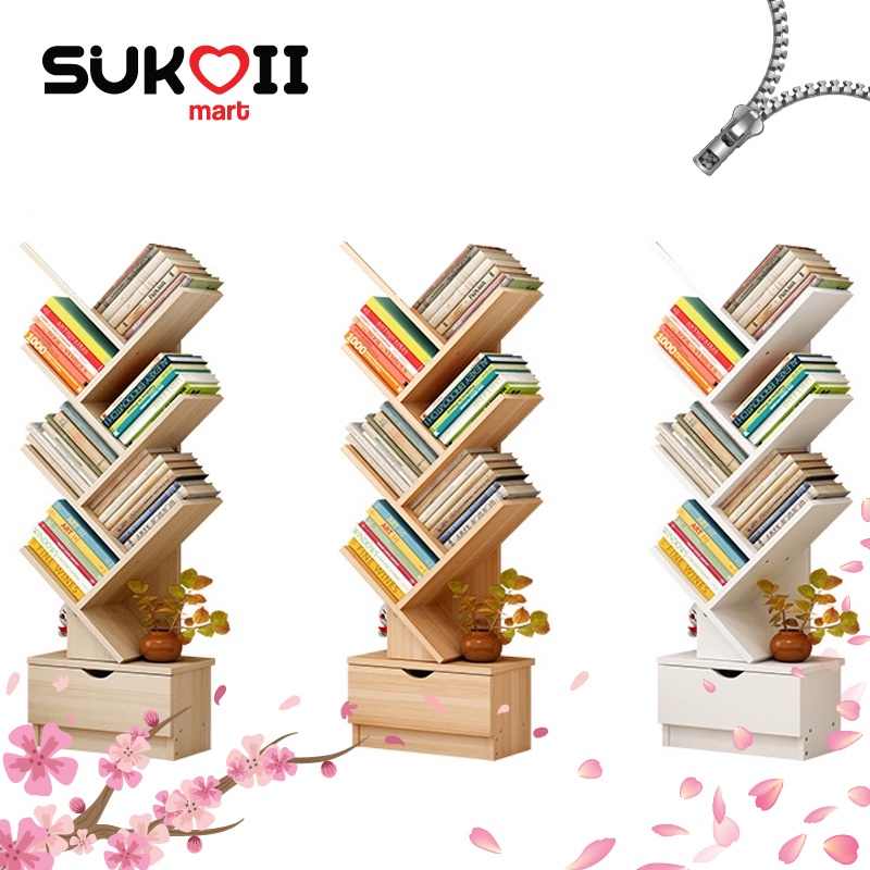 SKOI Modern 7 Tier Tree Shaped Bookshelf Bookcase Storage Rack | Shopee ...