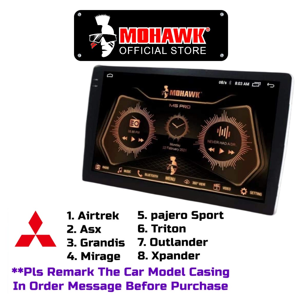 Mohawk MS PRO Series 2K Resolution 8+256GB QLED Car Android Player Plug ...