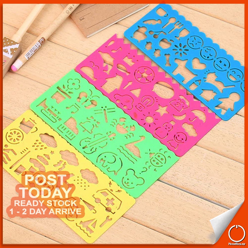 𝐄𝐍𝐇𝐀𝐍𝐂𝐄 𝐈𝐌𝐀𝐆𝐈𝐍𝐀𝐓𝐈𝐎𝐍 4 In 1 Drawing Ruler Set Children DIY Art Craft ...