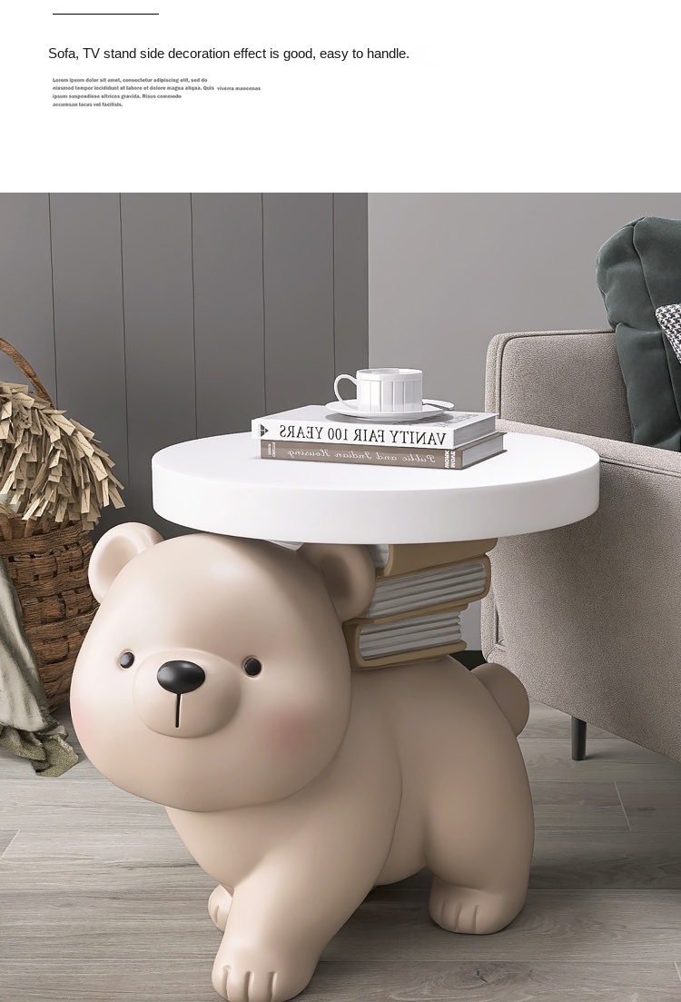 Nordic Side Tables Home Decor Bear Statue Coffee Table Large Floor ...