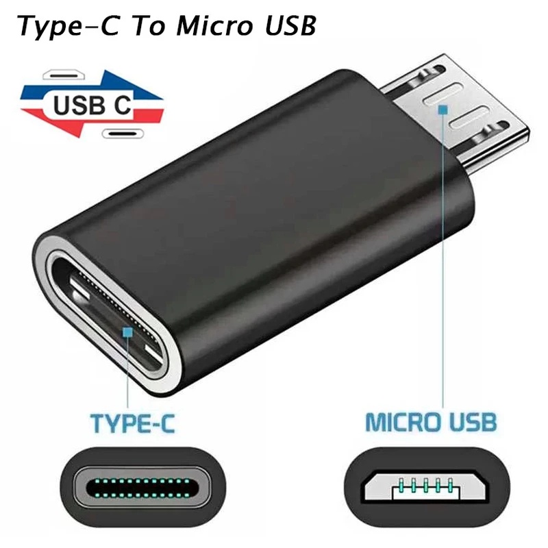 White Micro USB Female To Type C Male Adapter Converter Android ...