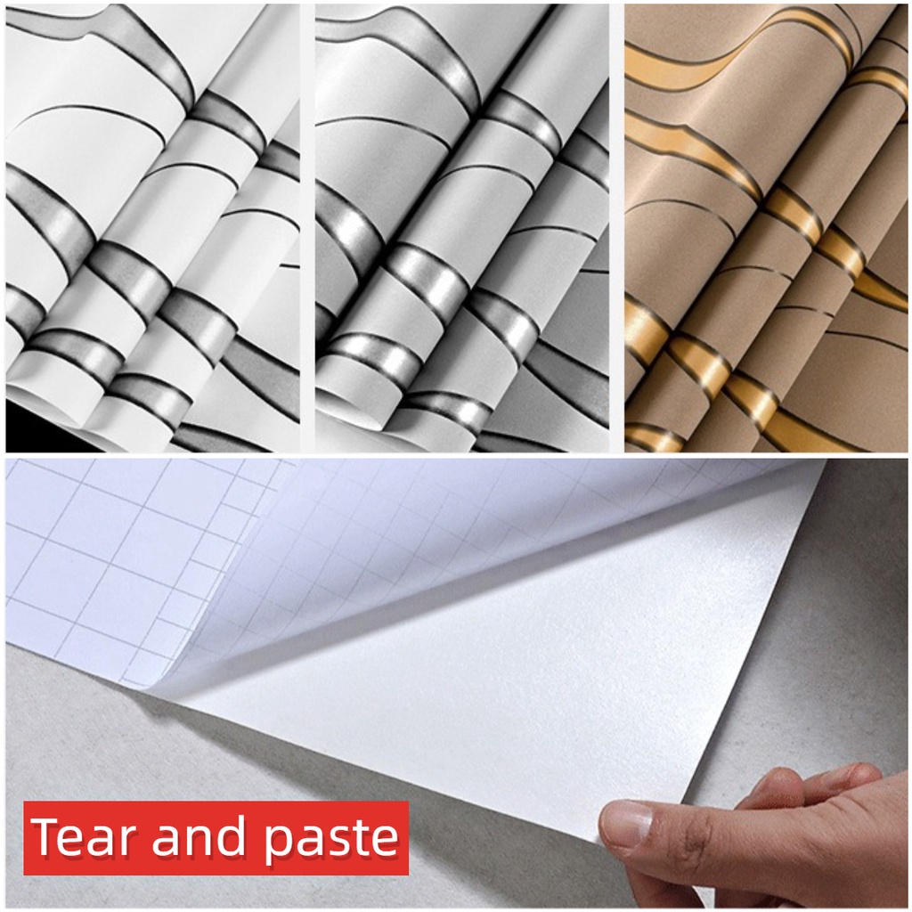 9.5M Wave Wall Sticker Self Adhesive Light Luxury Modern 3D Wallpaper ...