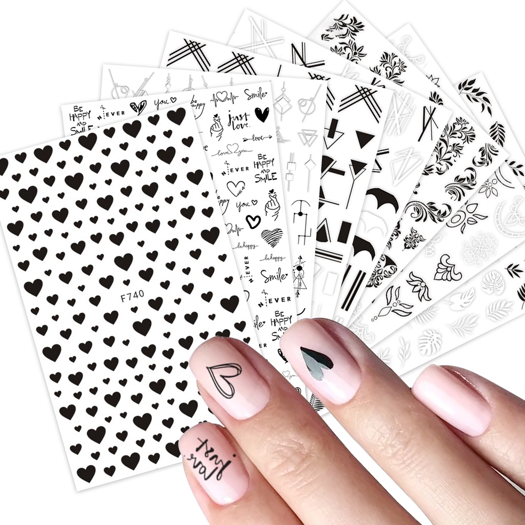 1 Sheets Manicure Stickers Wholesale Geometric Irregular Black and ...