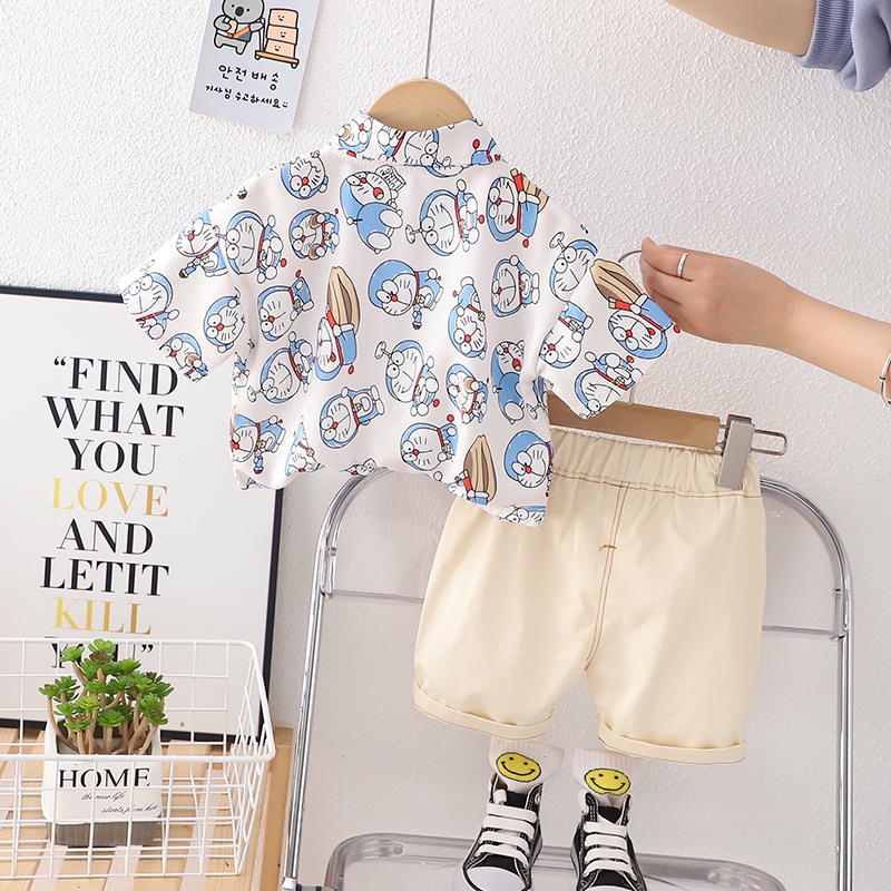 Summer Kids Boys Outfit Suit Doraemon Printed Shirt with Short Boy ...