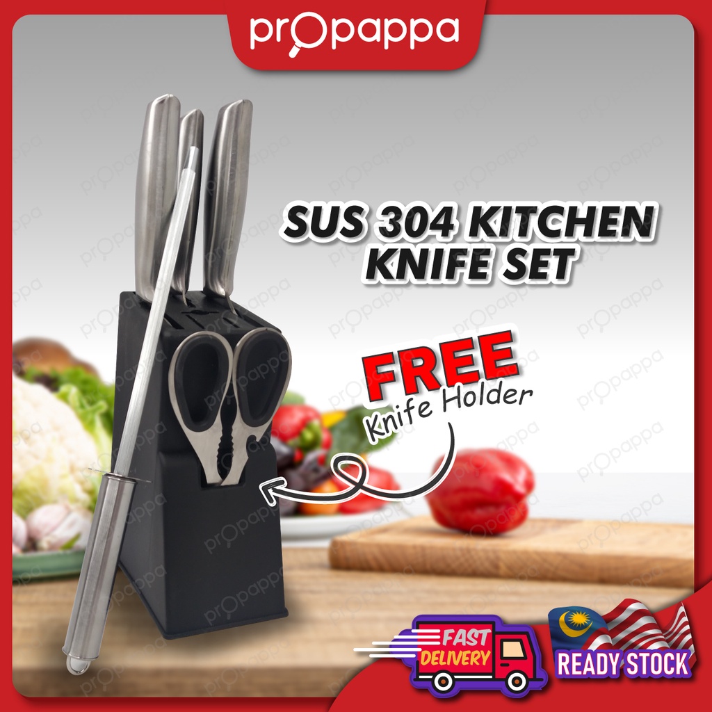 Propappa - Stainless Steel Kitchen Knife Set 6pcs ,Set Pisau Dapur ...