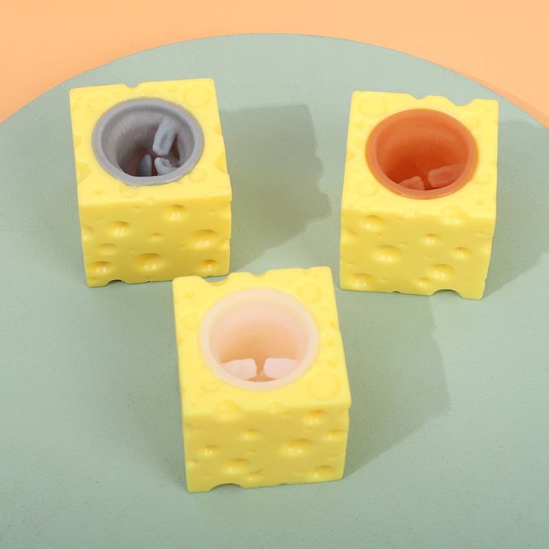 Quirky Cheese Mouse Pinch Fun Pop-Up Square Decompression Toys Portable ...